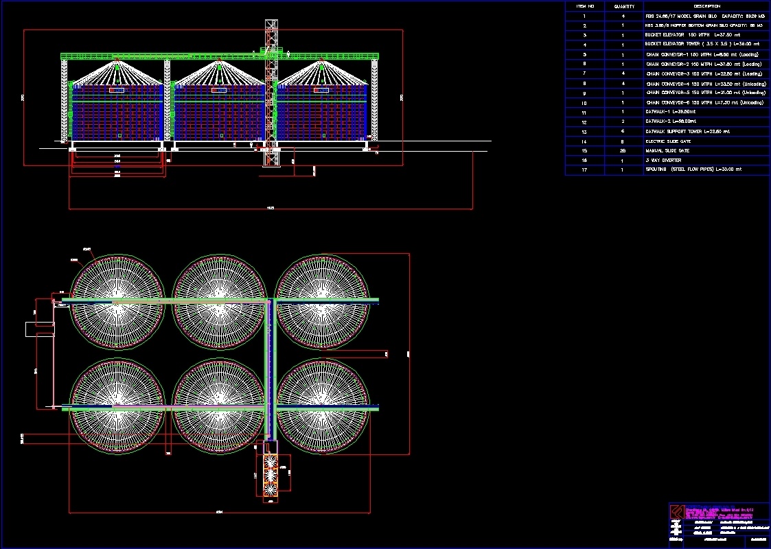 Tons Grain Silo Storage Plant DWG Block for AutoCAD • Designs CAD