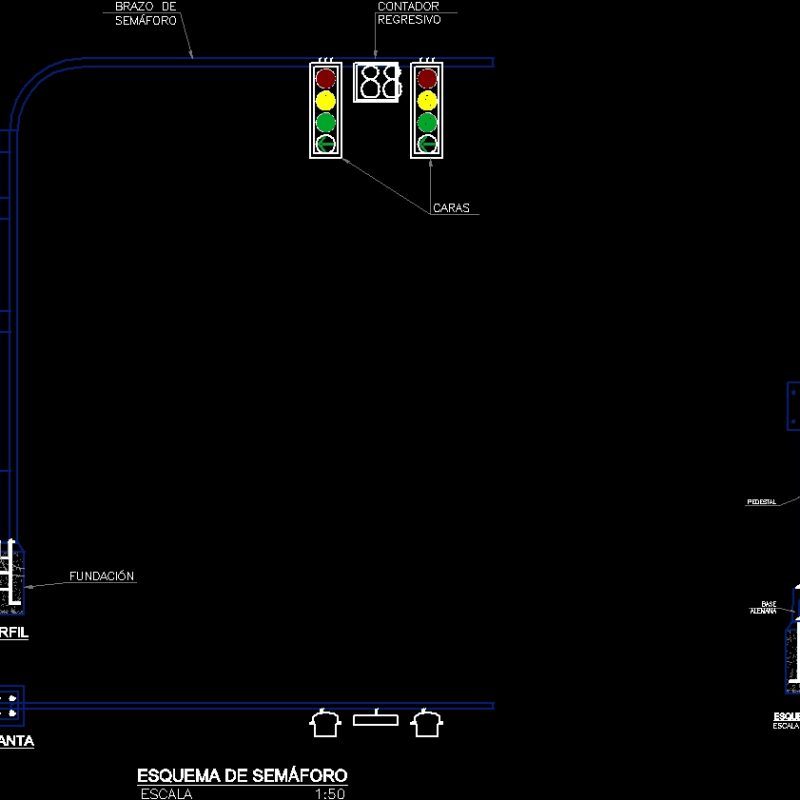 Traffic Light, Controller And Pole Mounting DWG Detail for AutoCAD ...