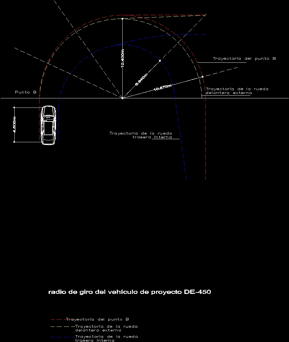 Turning Radius Of Conventional Vehicle 2D DWG Block For AutoCAD