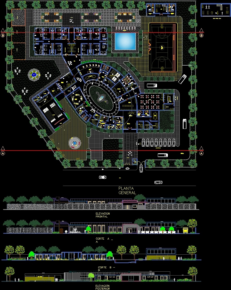 Addiction Rehabilitation Facility, Community Center DWG Full Project ...
