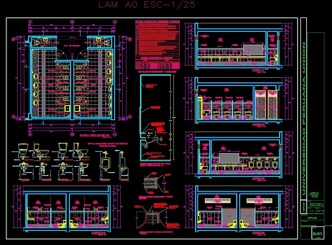 Battery Details Baths - City University DWG Detail for AutoCAD ...