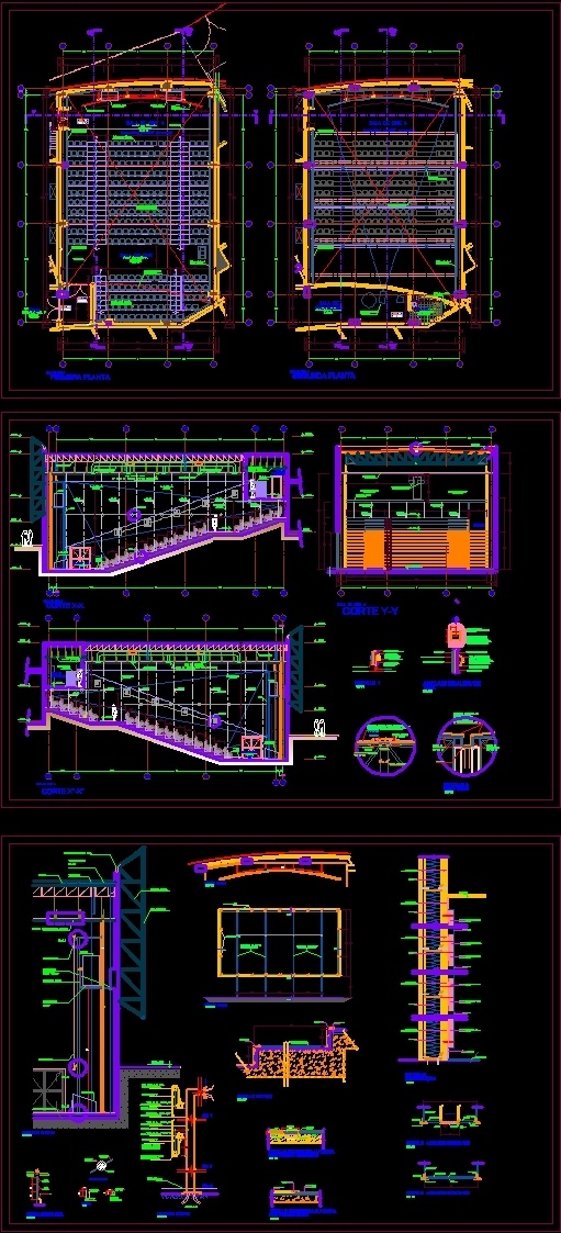 Cinemas, Movie Theaters-- Construction Details DWG Detail for AutoCAD ...