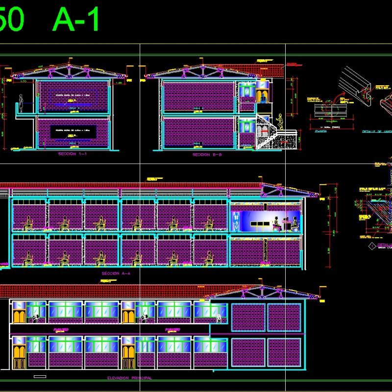 Elevation And Section Of Classrooms DWG Section for AutoCAD • Designs CAD Elevation And Section Of Classrooms DWG Section for AutoCAD • Designs CAD