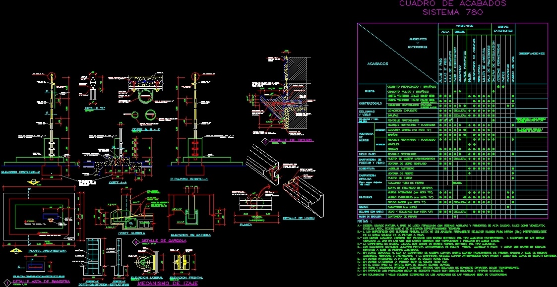 Flagpole Worksheet Of Finishes For School DWG Block for AutoCAD ...