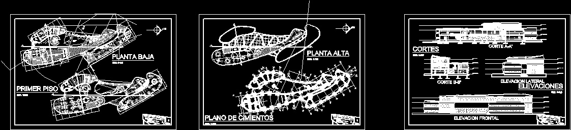 Public Library Building, 3 Levels, 2 Entrances, DWG Block for AutoCAD ...
