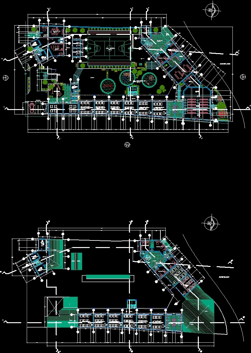 School, 2 Levels, Open Plan, With Equipment DWG Plan for AutoCAD ...