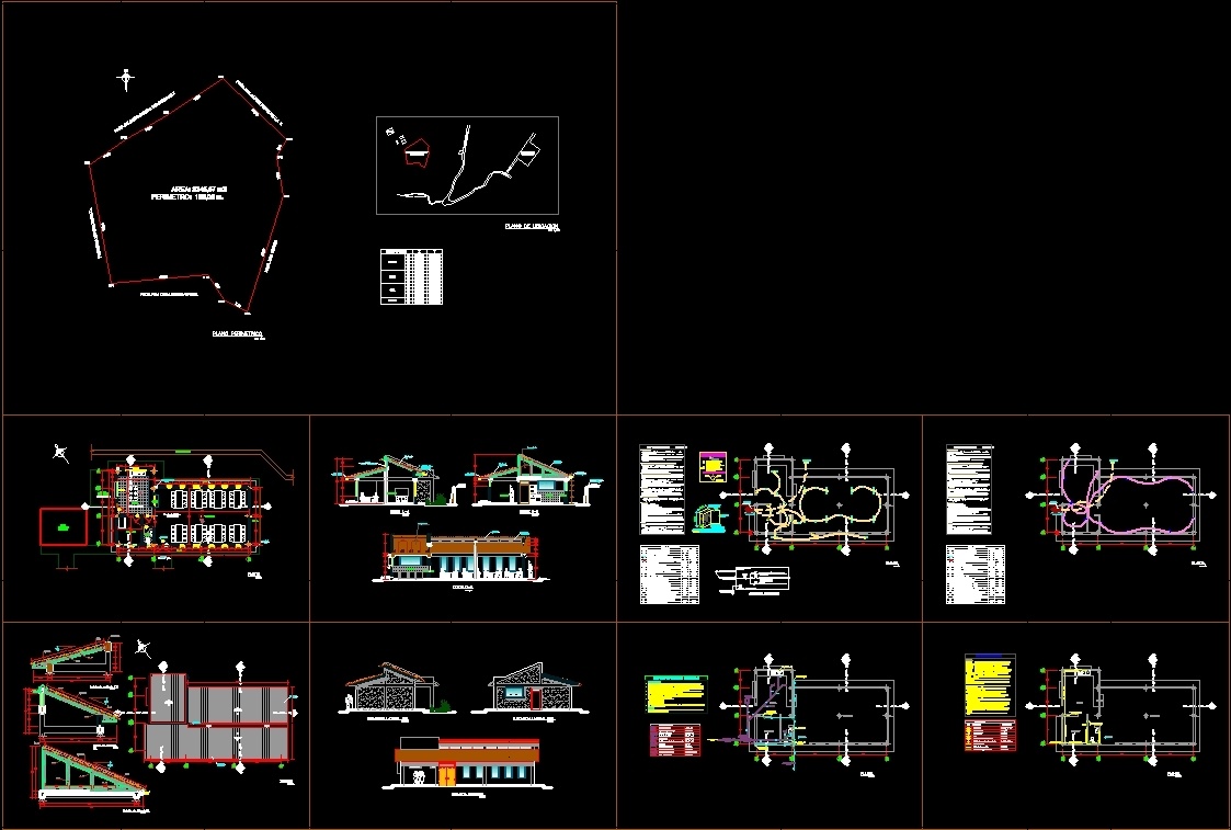 School Dining Room --60 Persons, 1290 Sq Ft -- 120m2 2D DWG Block for ...