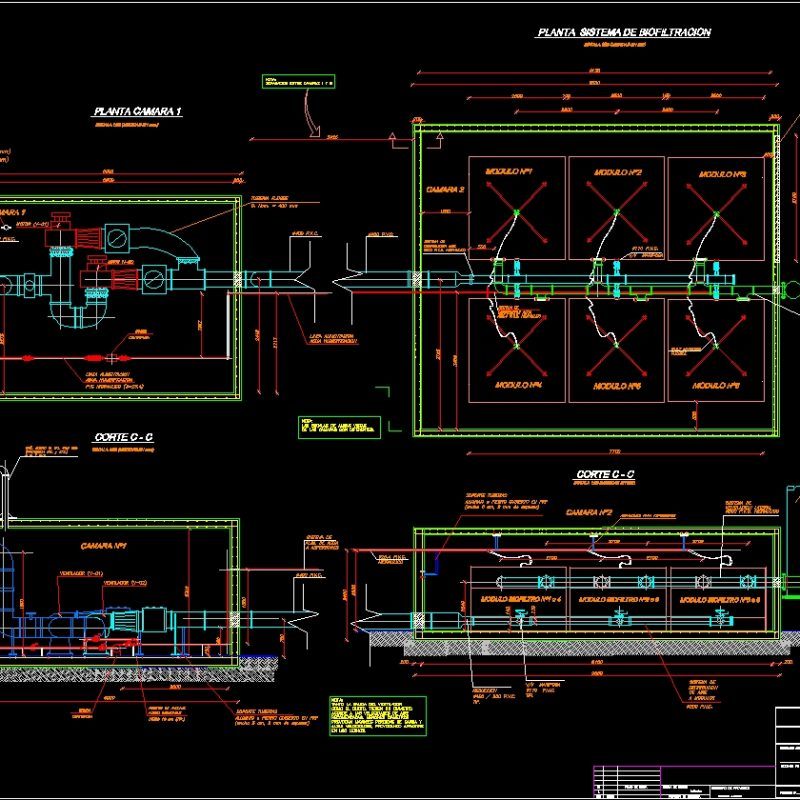 Bio-Filtration System Of Gases DWG Block for AutoCAD • Designs CAD