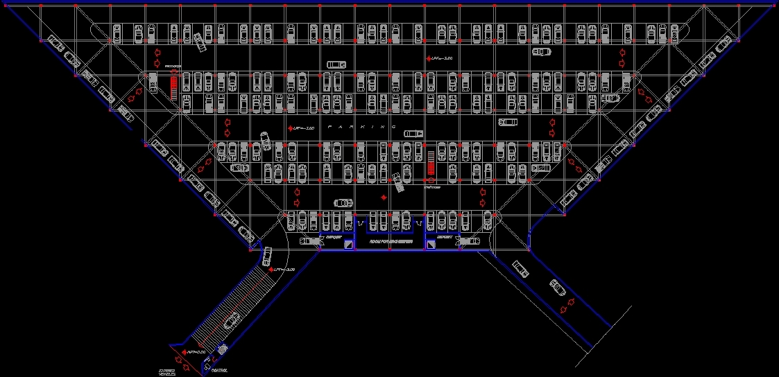 Carpark--76 Spaces Per Floor, Ramps, Stairs DWG Block for AutoCAD ...