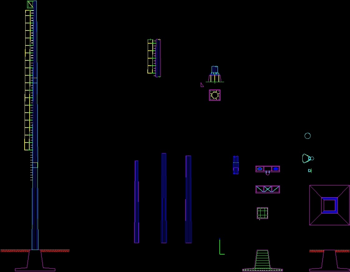 Illumination Column Inarmed Concrete For Reflectors DWG Block for ...