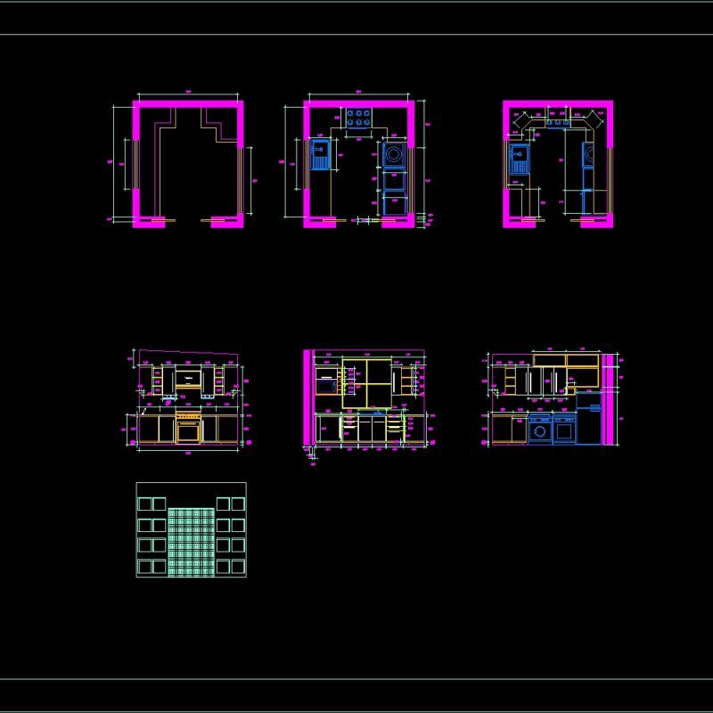 Kitchen With Measures In Plant And Elevation DWG Elevation for AutoCAD ...