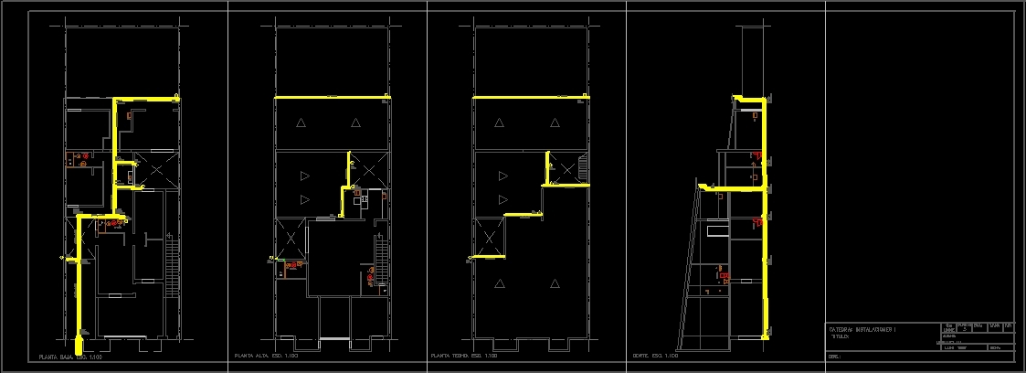 Water And Sanitary Plumbing In Family Housing, Various DWG Block for ...