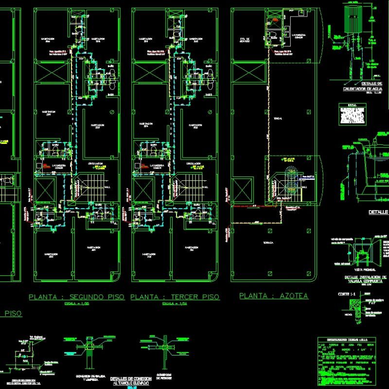 Water And Sanitary Plumbing, Three Storey Home DWG Plan for AutoCAD ...