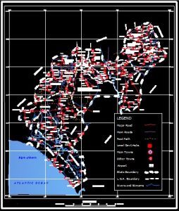 Map of Ondo State showing major roads • Designs CAD