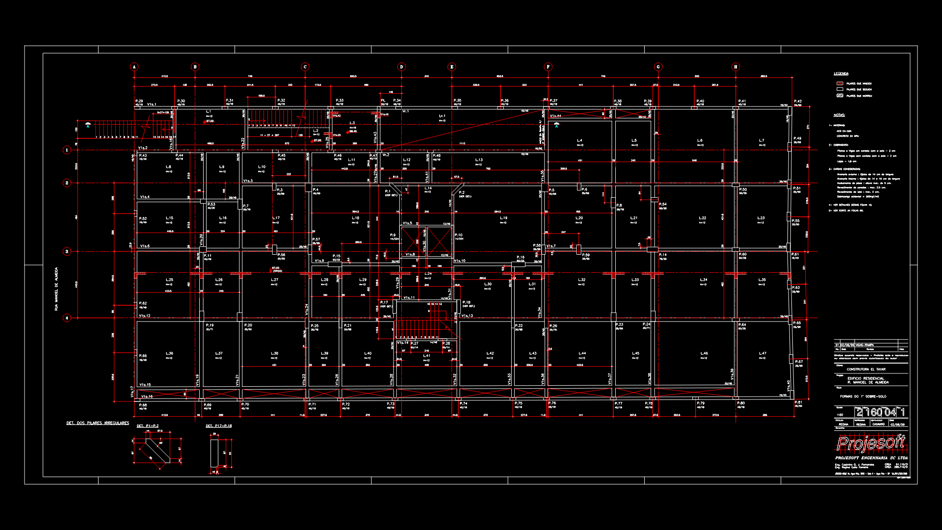 Commercial Building Foundation Plan with Structural Grid Layout ...