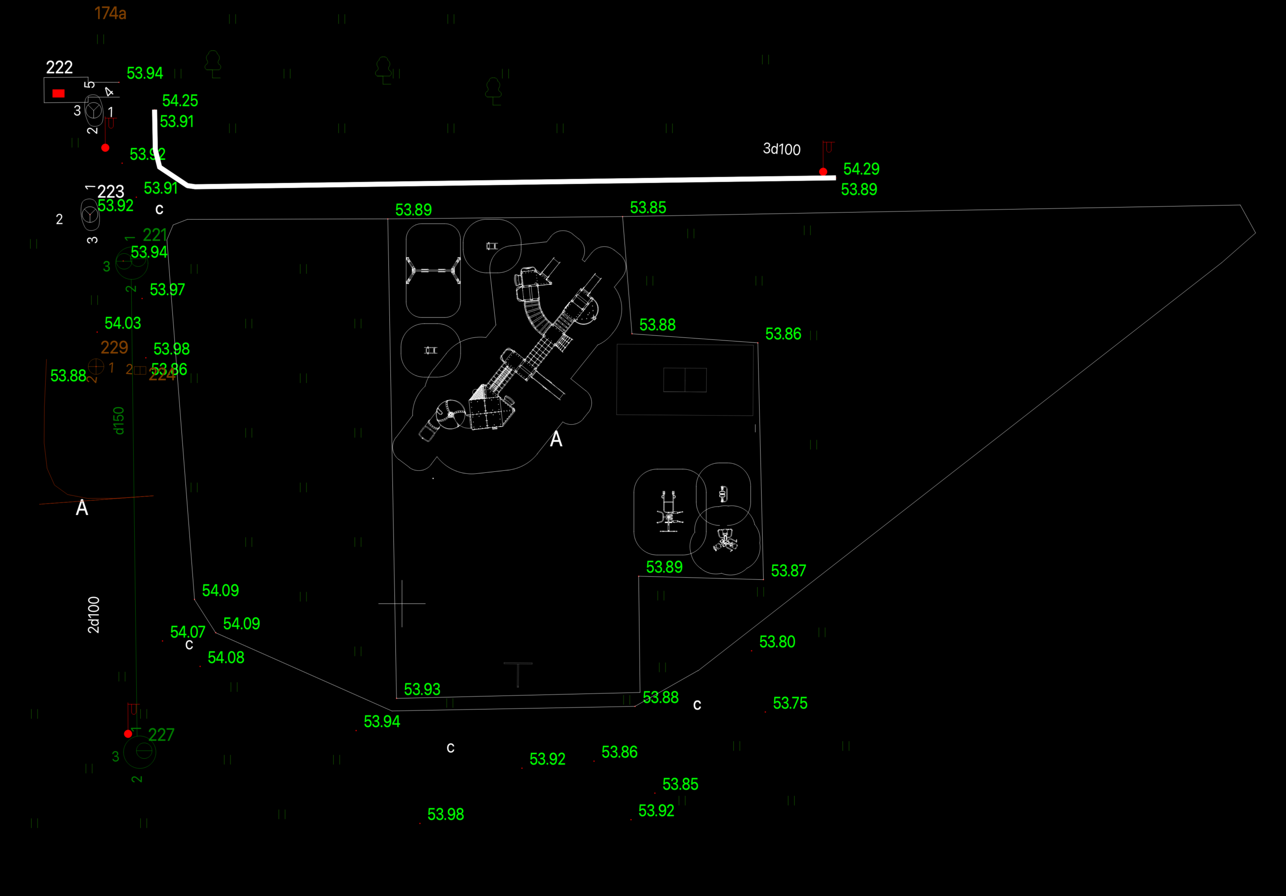 Park Square & Playground Site Plan DWG with Utility Drainage | DesignsCAD