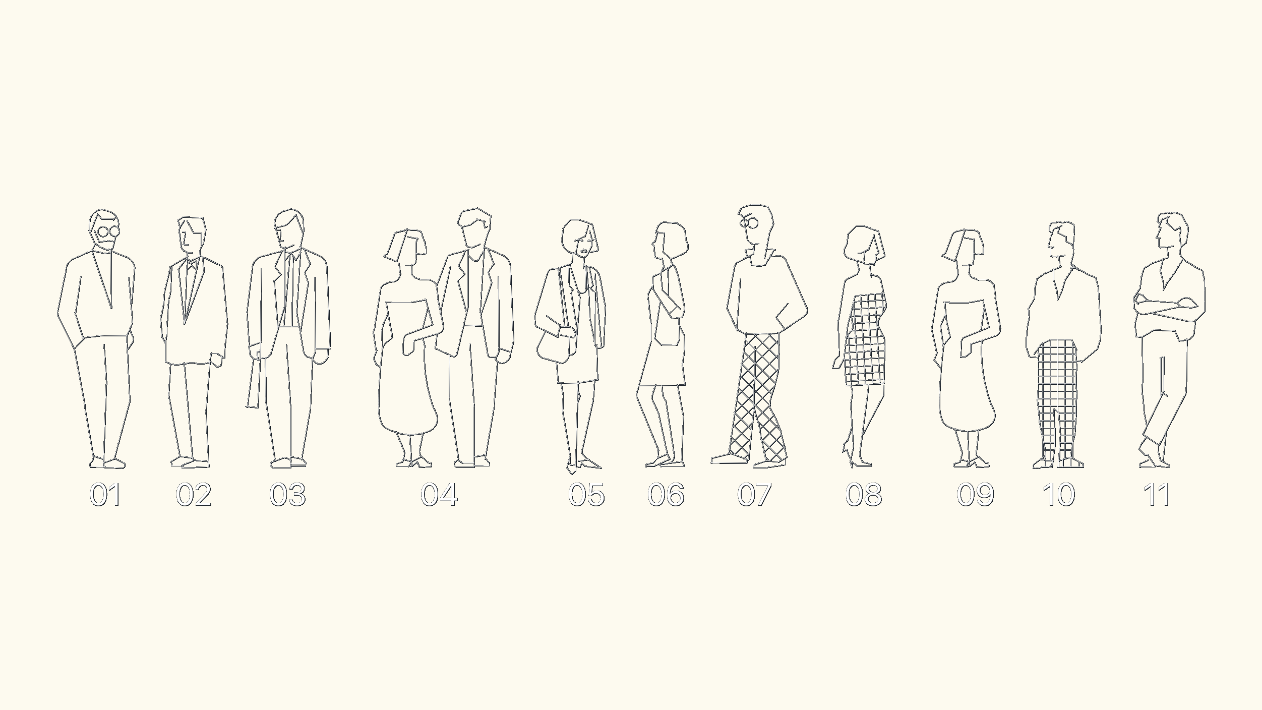 Diverse human figures and groups in elevation view dwg | Designs CAD