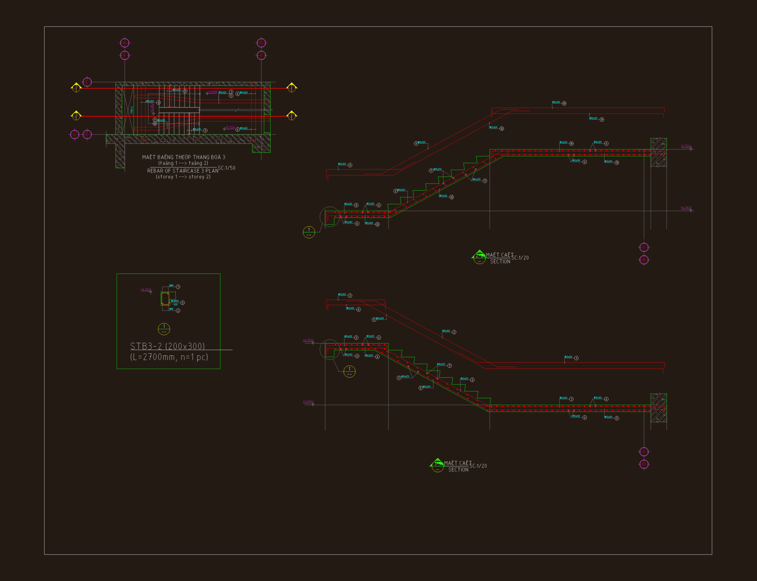 Reinforced Concrete Staircase Rebar Detail DWG | Designs CAD