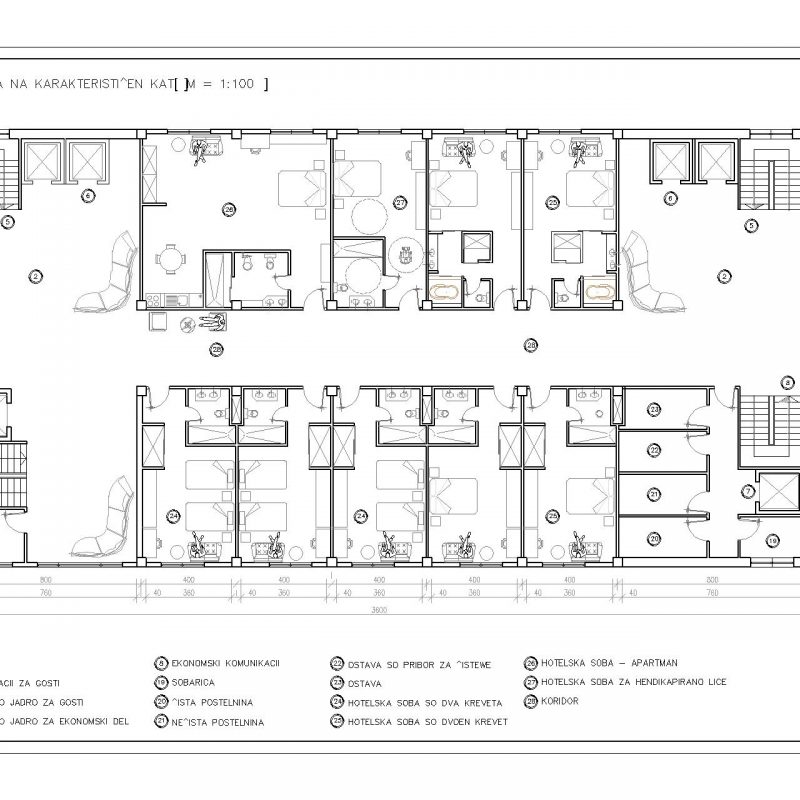 Hotel Plan Including Reception, Restaurant, Pool & Bar • Designs CAD