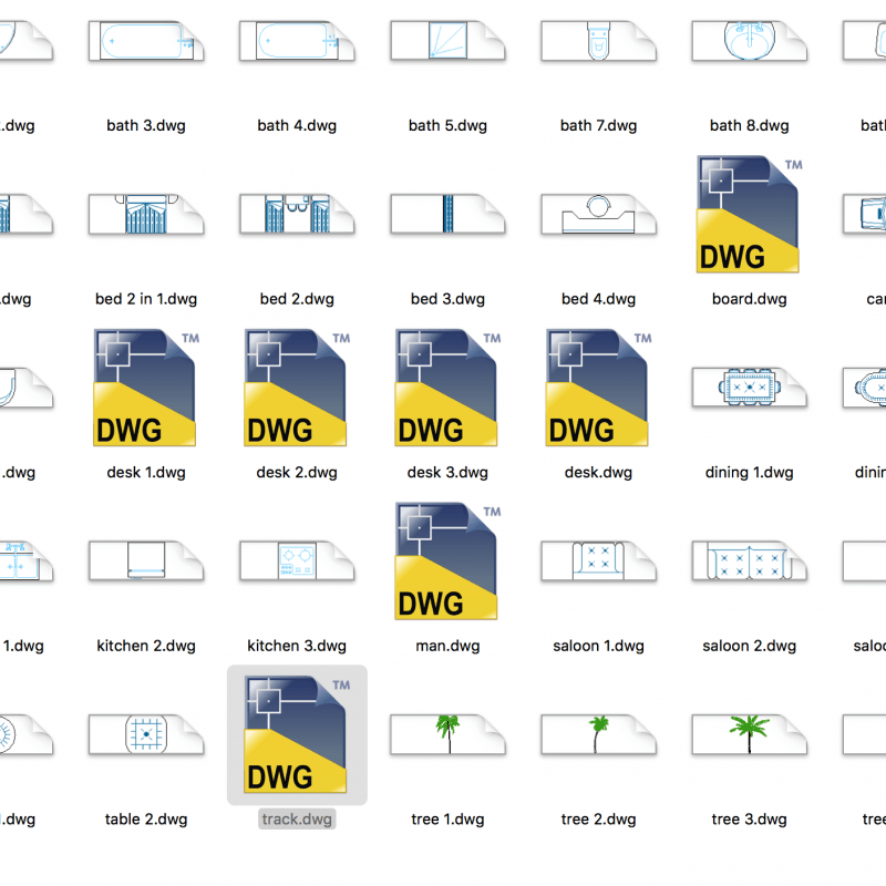 45 AutoCAD Drawing Blocks (Bathroom, Bedroom, Kitchen, Cars & Trees ...
