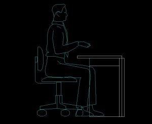 Man Sitting At A Desk Human Figure Side View Elevation 2D DWG Block For ...