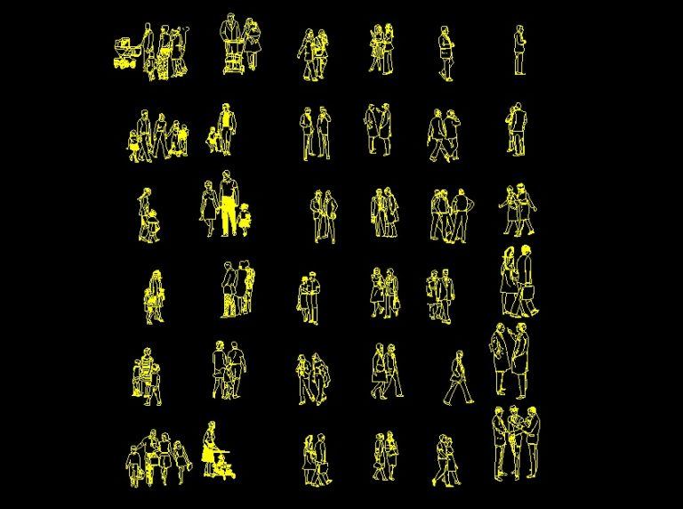 People Human Figures Men Women And Children Front And Side Elevations ...