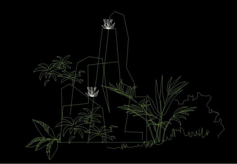 Rockery With Plants Shrubs And Flowers Front View Elevation 2D DWG ...