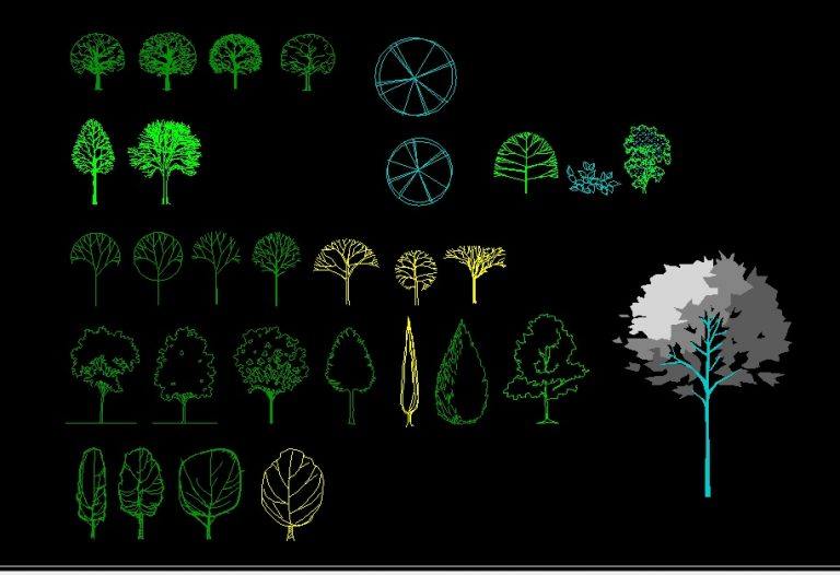 Trees And Shrubs Front And Top View Elevation And Plan 2D DWG Block For ...