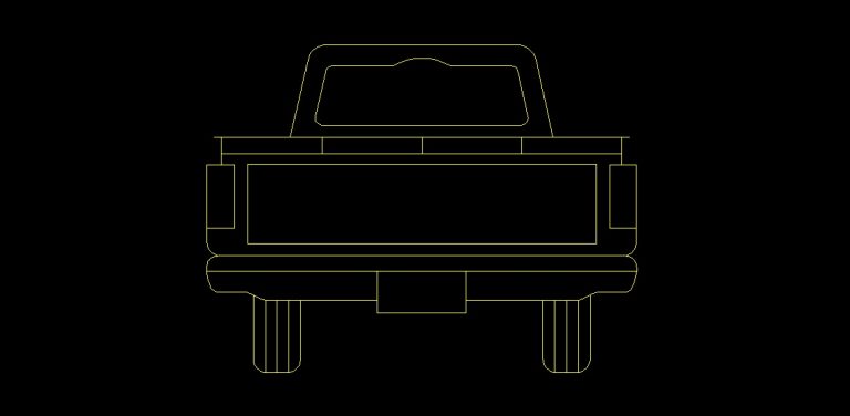 Pickup Truck Vehicles Rear Back View Elevation 2D DWG Block For AutoCAD ...