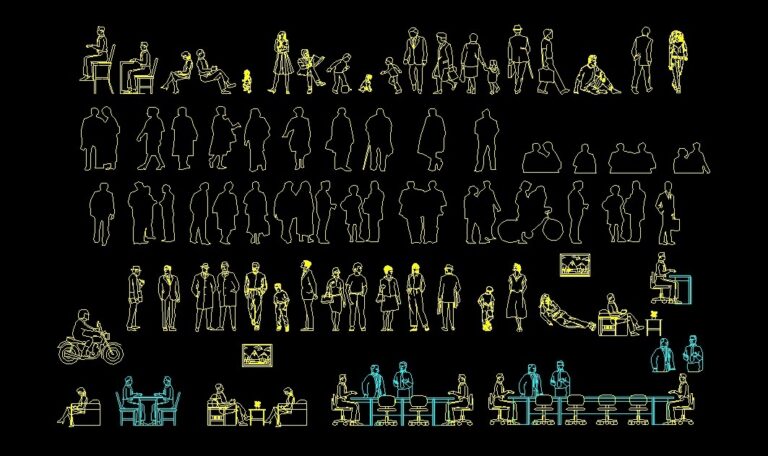 People Human Figures Men And Women Front And Side Elevations 2D DWG ...