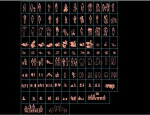 People Human Figures Men And Women Elevations And Plan 2D DWG Block For ...