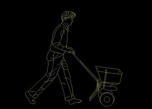Man Pushing Handheld Broadcast Spreader Human Figure Elevation 2D DWG ...