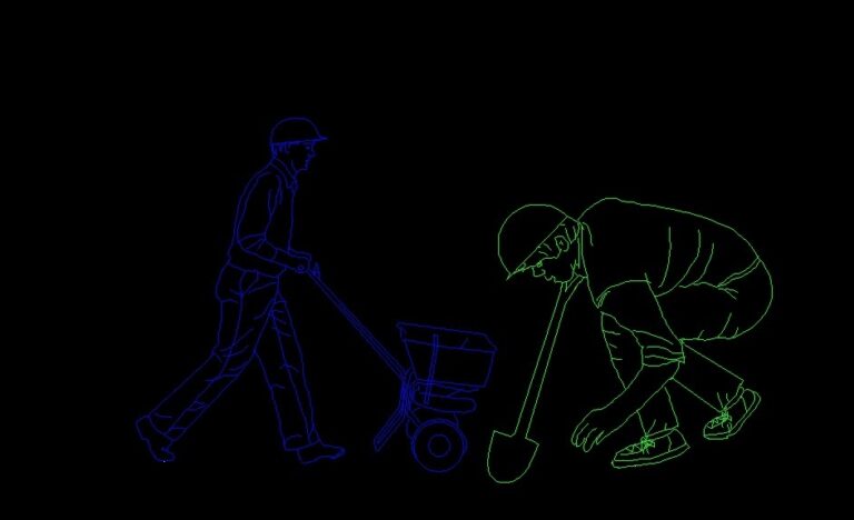 Construction Workers Human Figure Side View Elevation 2D DWG Block For ...