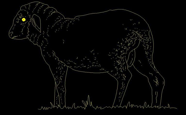 Sheep Animal Standing In Grass Side View Elevation 2D DWG Block For ...