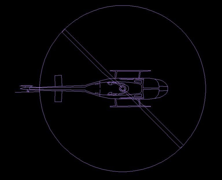 Helicopter Aircraft Top View Plan 2D DWG Block For AutoCAD • Designs CAD