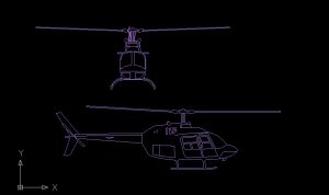 Helicopter Aircraft Side And Front View Elevation 2D DWG Block For ...