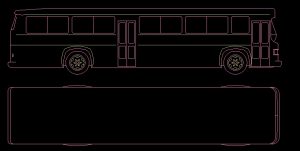 Public Transport Bus Veichle Side View Elevation And Top View Plan 2D ...