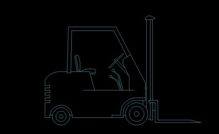 Forklift Truck Side View Elevation 2D DWG Block For AutoCAD • Designs CAD