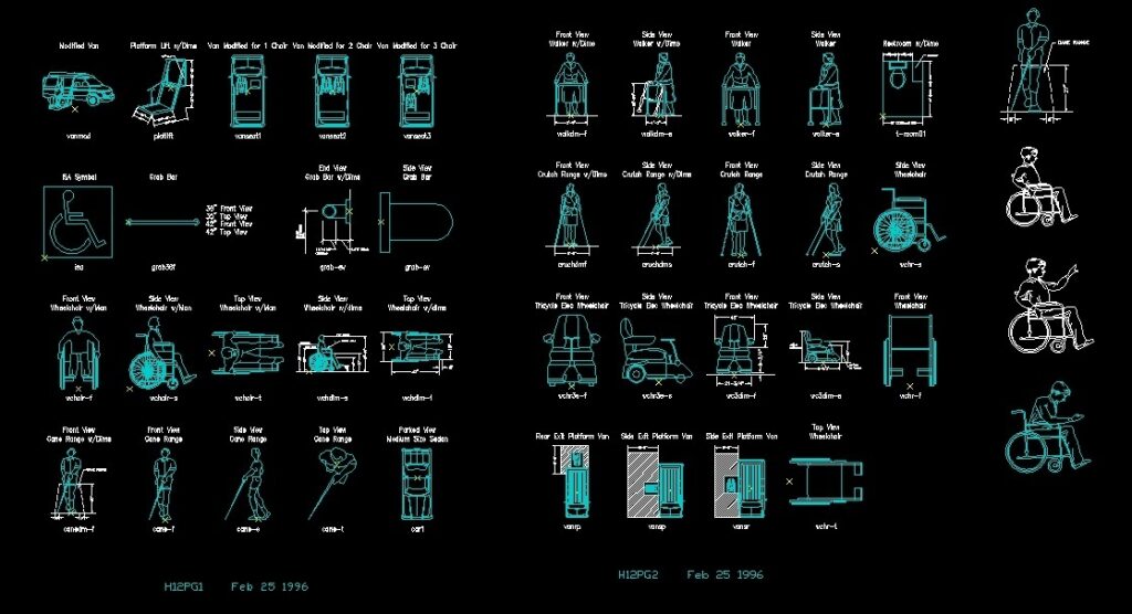 People Human Figures Men And Women Front And Side Elevations 2D DWG ...