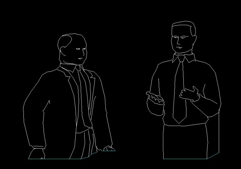 2 Men Speaking Human Figure Front View Elevation 2D DWG Block For ...