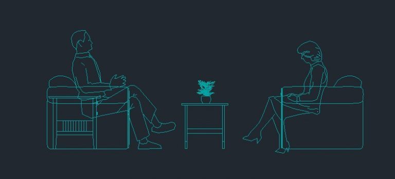 Pepole Sitting in Guest Room 2D DWG Block for Autocad • Designs CAD