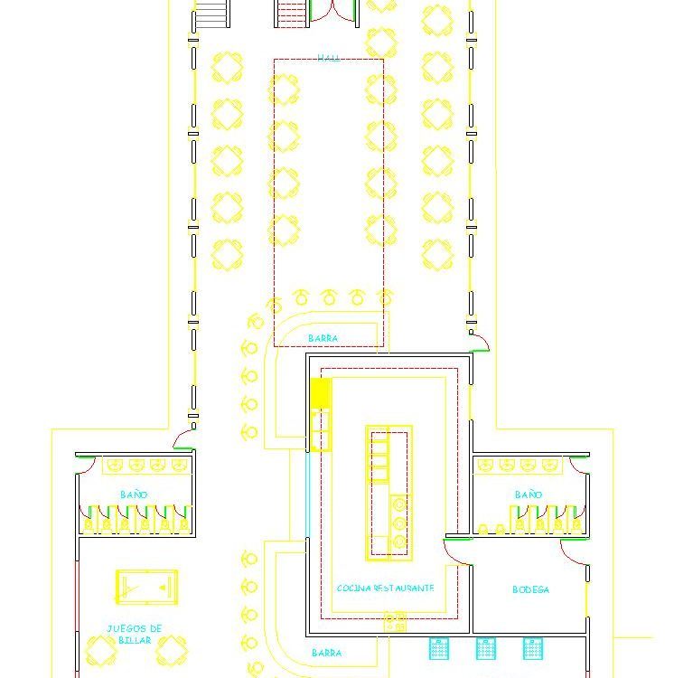 Fast Food, Restaurant 2D DWG plan for AutoCAD • Designs CAD