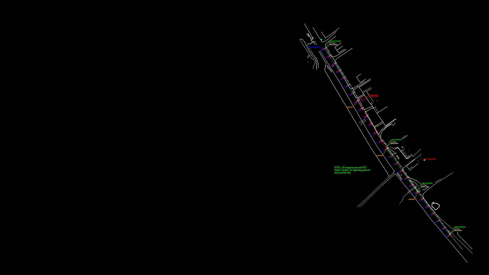 Urban Street Lighting Distribution Plan with Electrical layout | DesignsCAD
